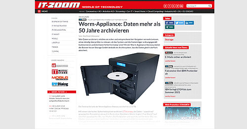 Worm-Appliance: Daten mehr als 50 Jahre archivieren - it-zoom.de | News | INCOM Storage Distributor